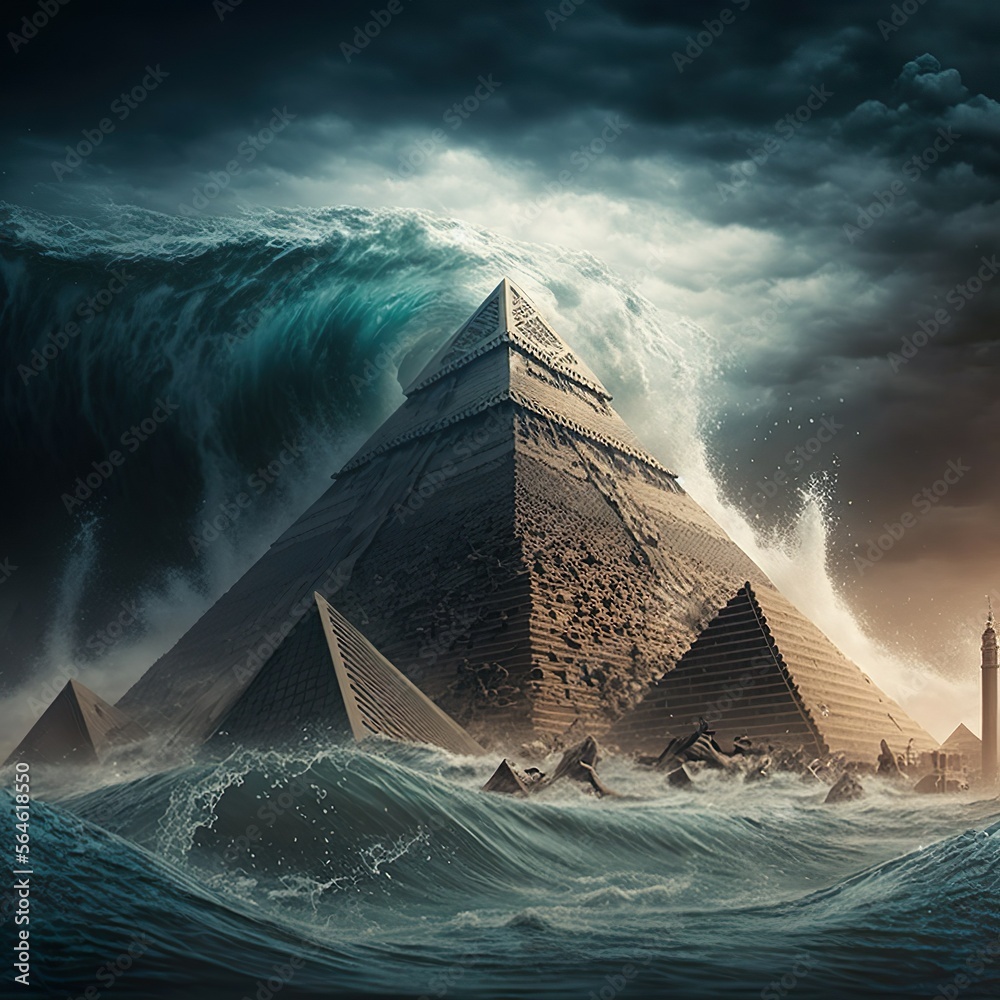 The great pyramid of giza in the time of the great flood Stock ...