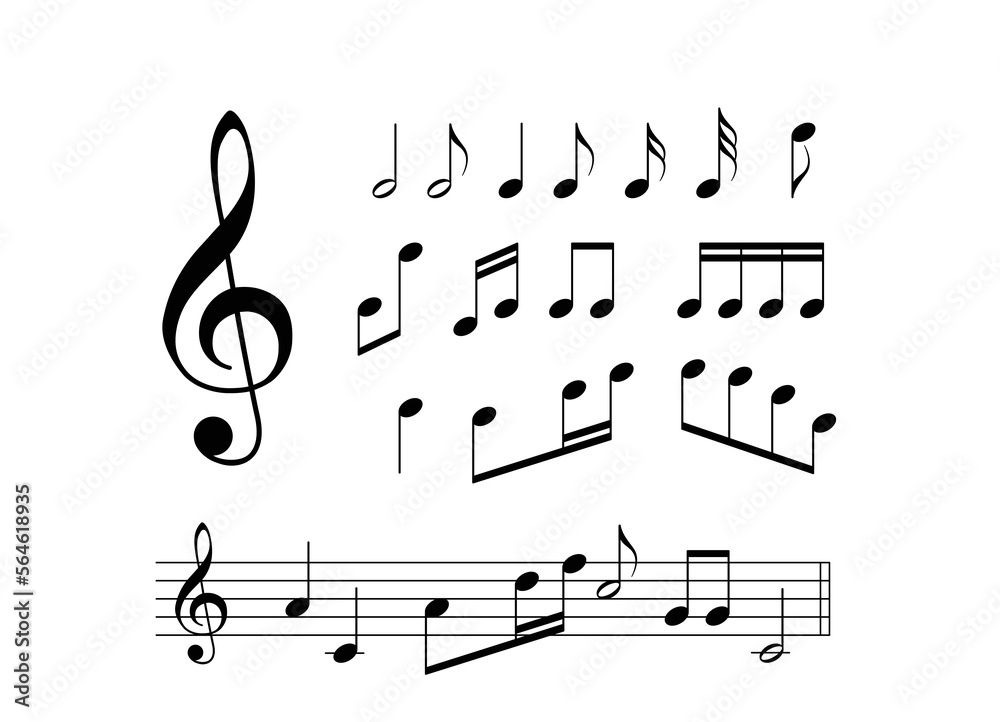Music notes, sheet vector illustration. Stave key element isolated on ...