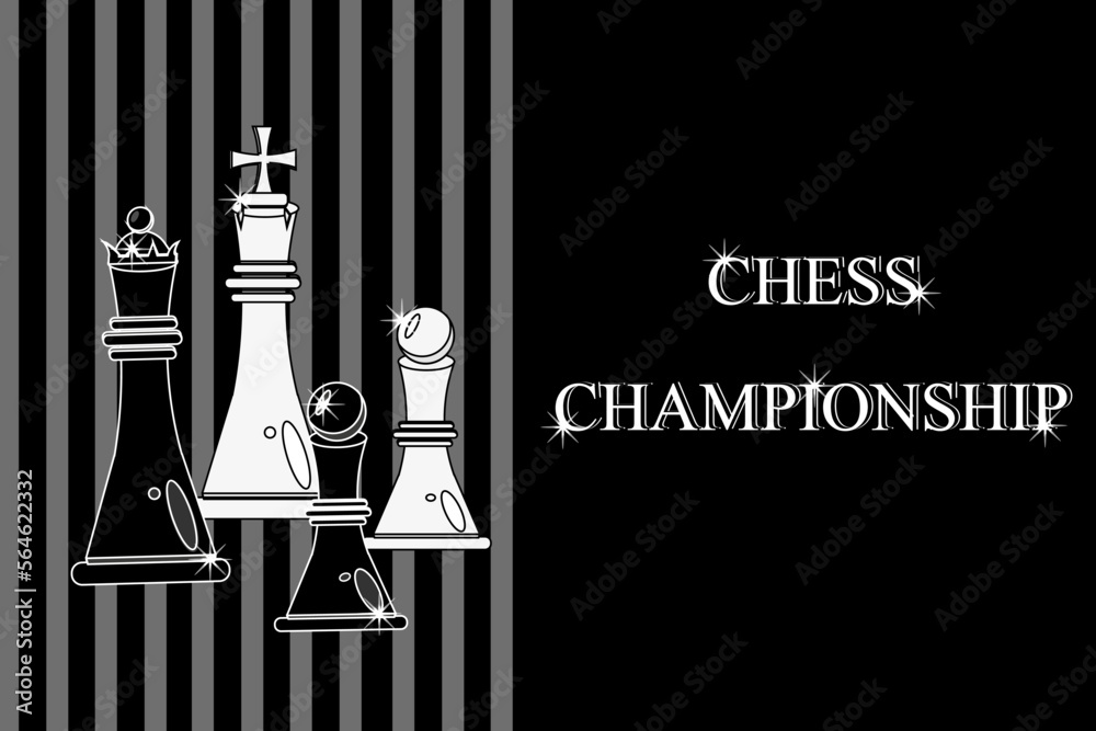Big banner for the chess championship with chess pieces. Chess king ...