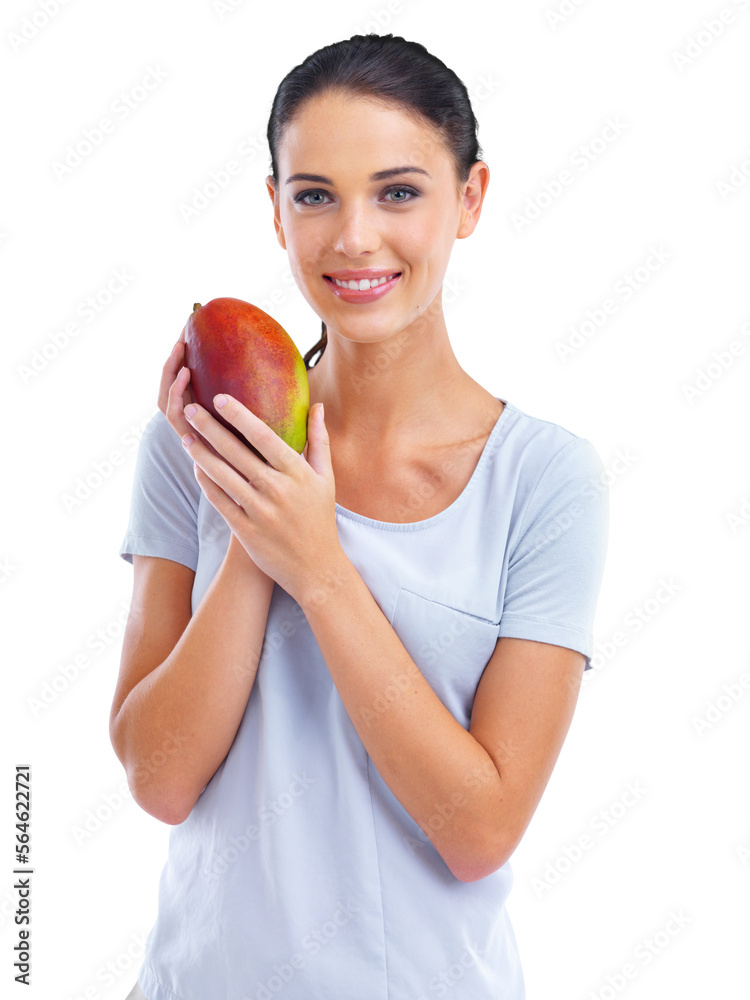 PNG Studio portrait of a beautiful young woman holding a mango Stock ...