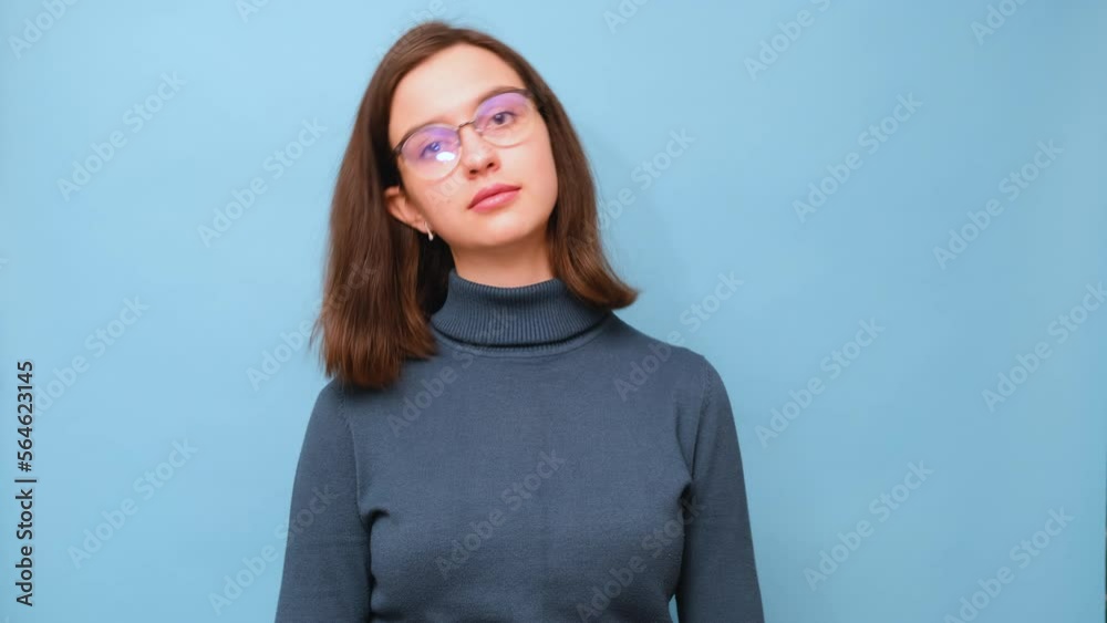 Video Stock Portrait Of A Female Student In Glasses And A Sweater 