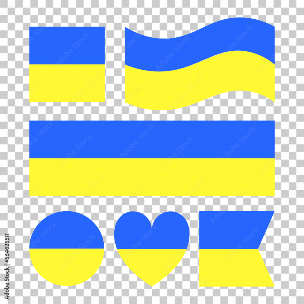 Collection of vector flags of Ukraine. National symbol. Ukrainian flag ...
