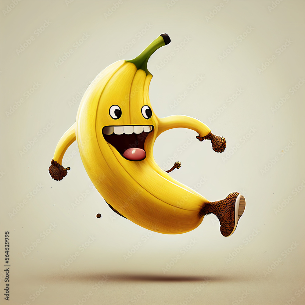 funny banana character isolated on white background. 3d illustration ...