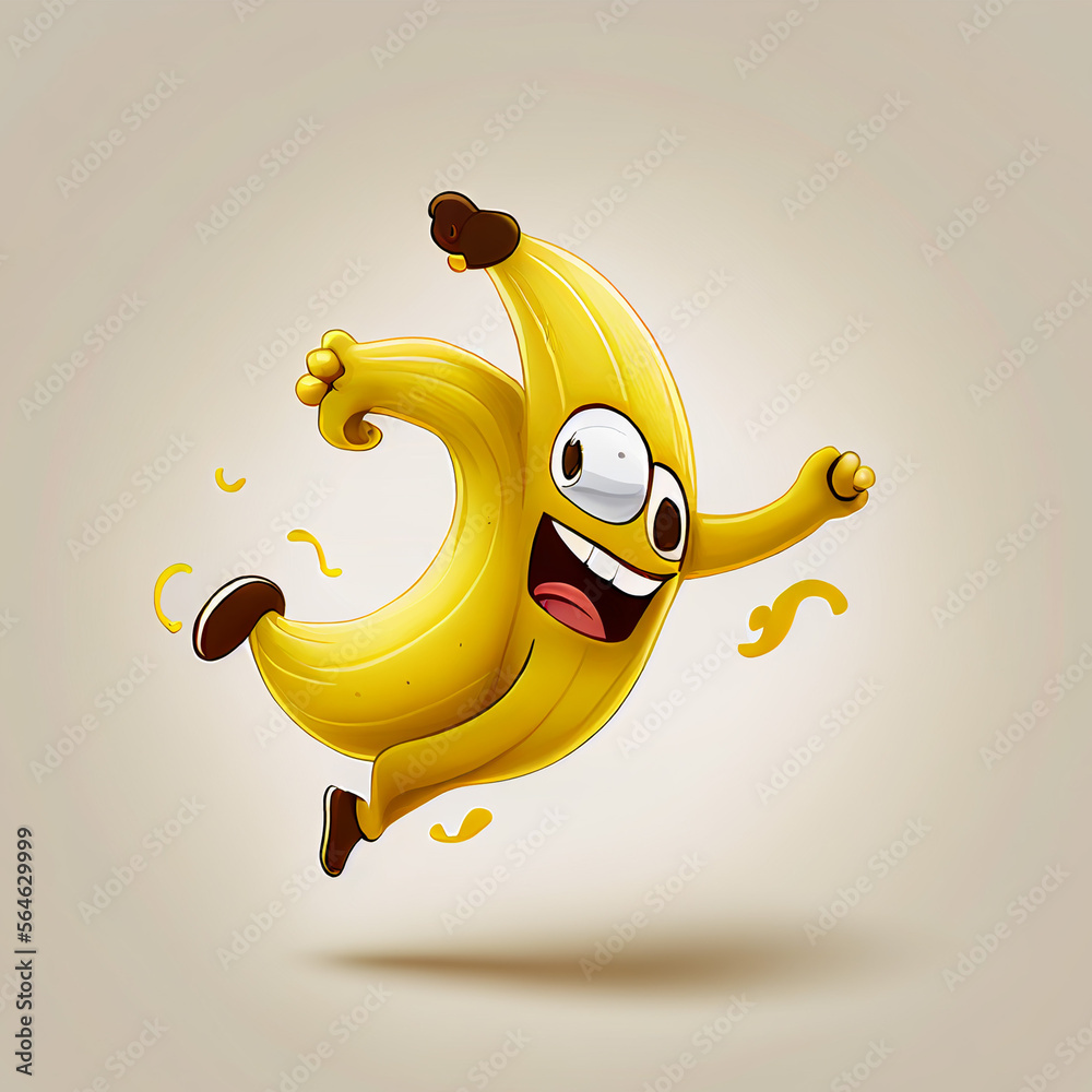 Funny cartoon banana character. Vector illustration isolated on white ...