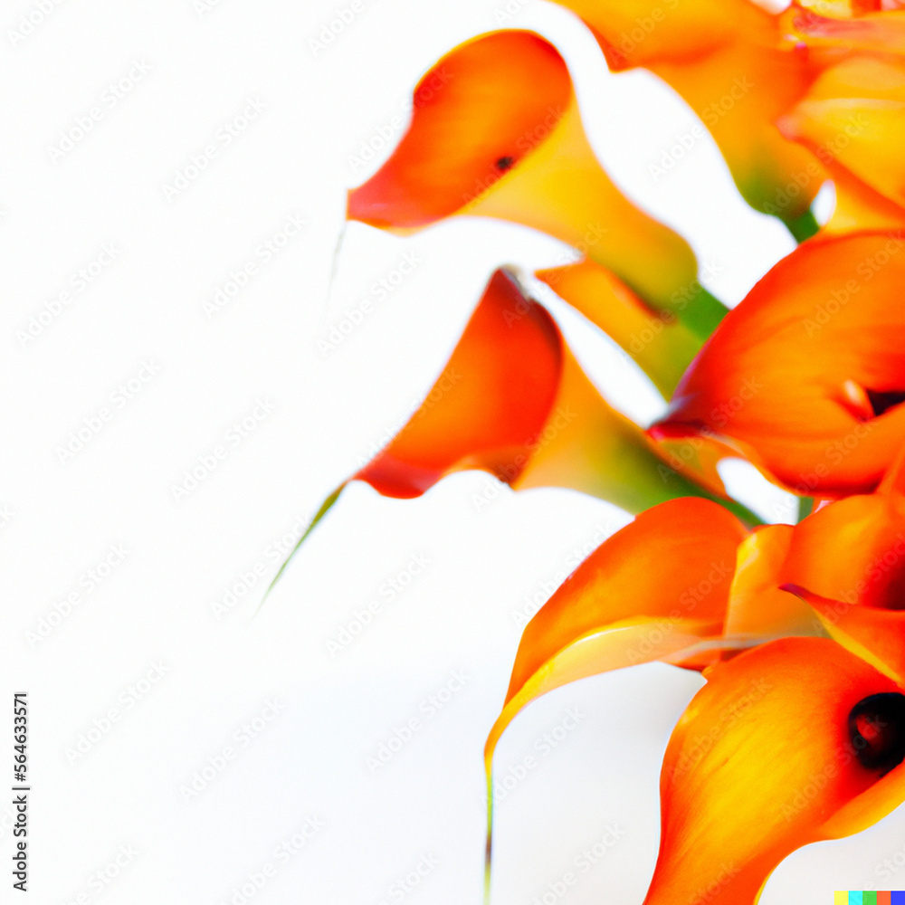 Bouquet of Orange Calla lily (Zantedeschia aethiopica, Arum lily ...