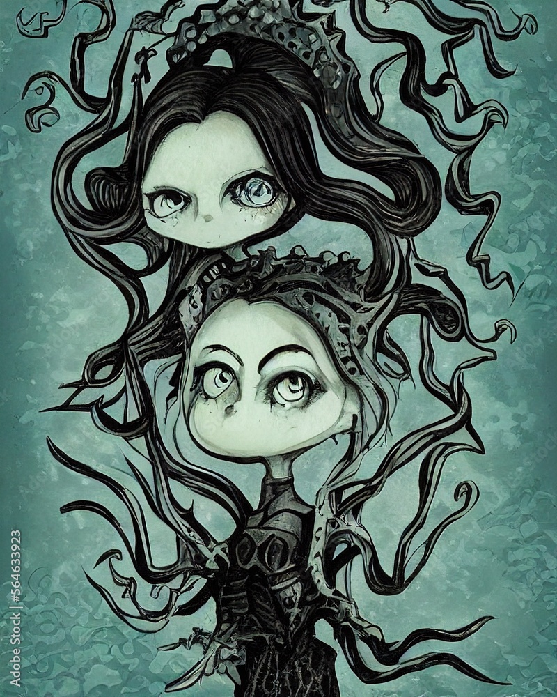 Woman with two heads portrait. Two heads are better then one concept ...