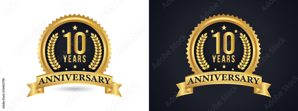 10th years anniversary logo template. 10 Years Anniversary badge with ...