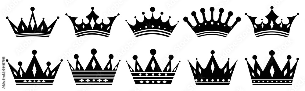 Crown icons set. Crown symbol collection. Crown symbol signs isolated ...