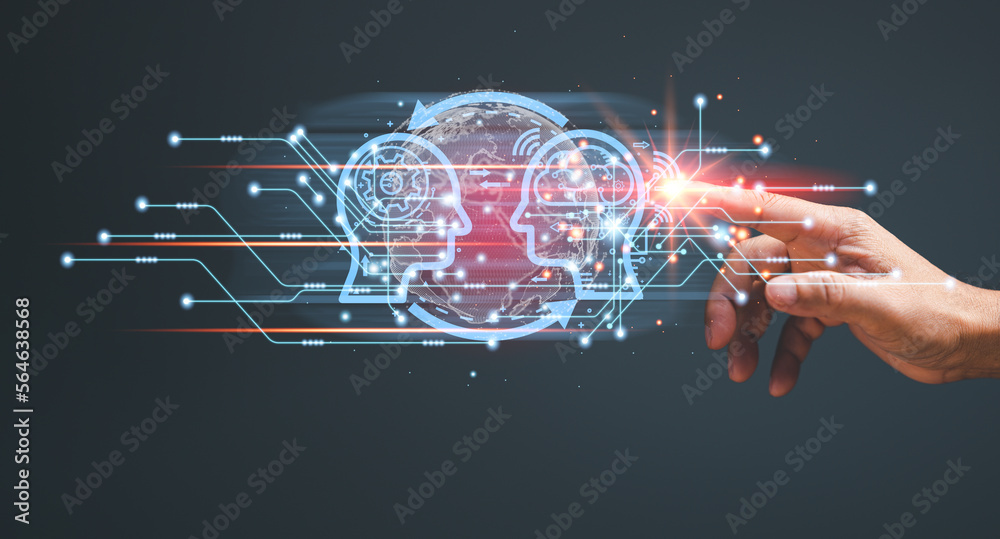 Ai smart Manufacturing and Hitech to communicate with humans for Upskill Reskill. Ai connection ...