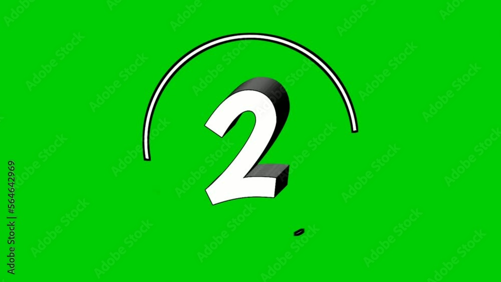 Number two 2 cartoon animation in rotating circle on green screen.4k ...