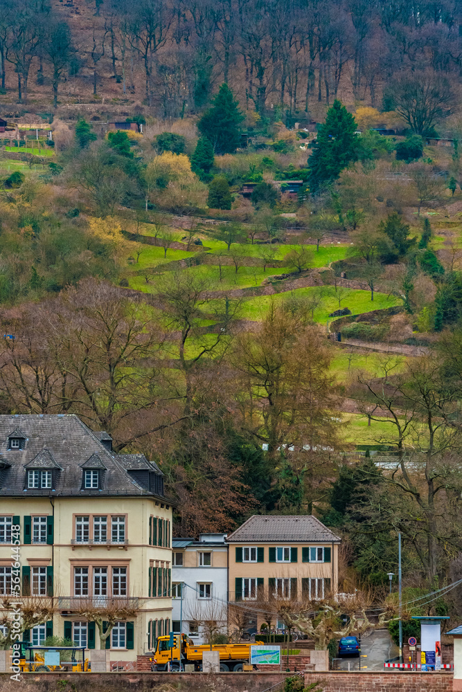 Lovely view of the famous Schlangenweg (Snake Path), a narrow walled ...