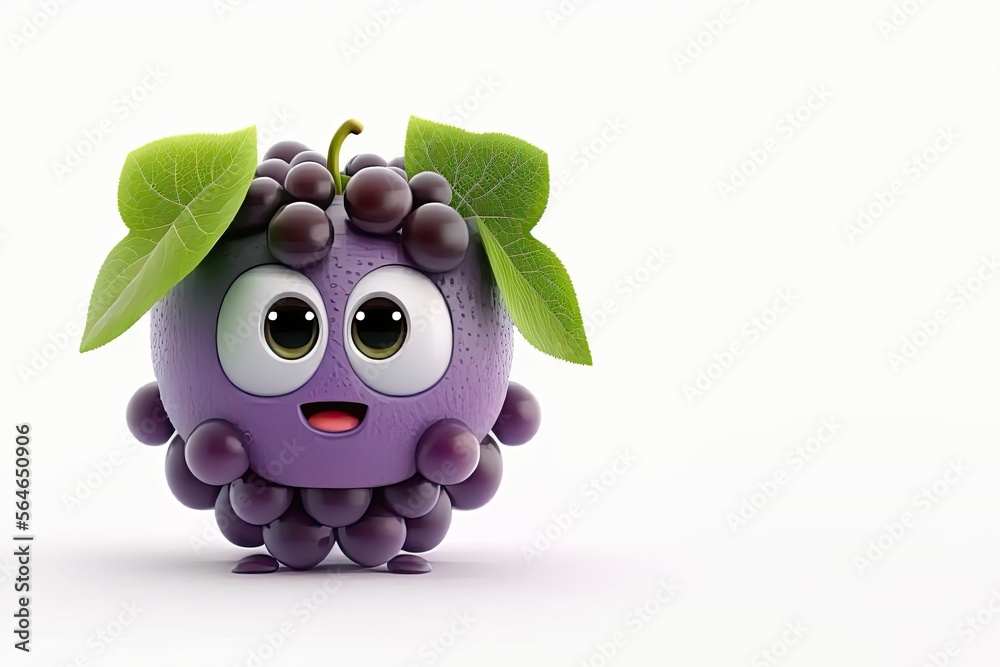 Cute grape isolated on white. Cute grape cartoon character vector ...