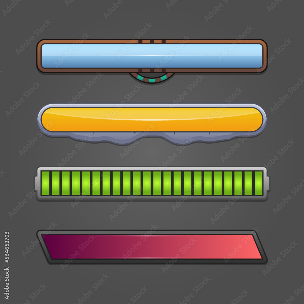 Game Ui Kit With Status Bars/ battery bar Illustration of a kit of ...