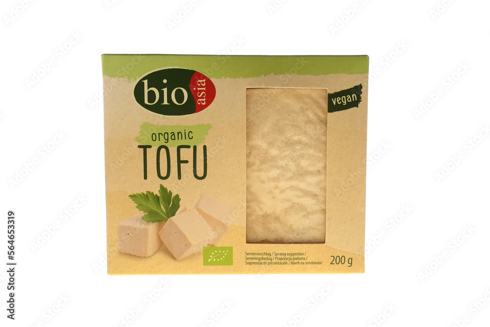 Organic tofu in cardboard box isolated png file Editorial use only ...