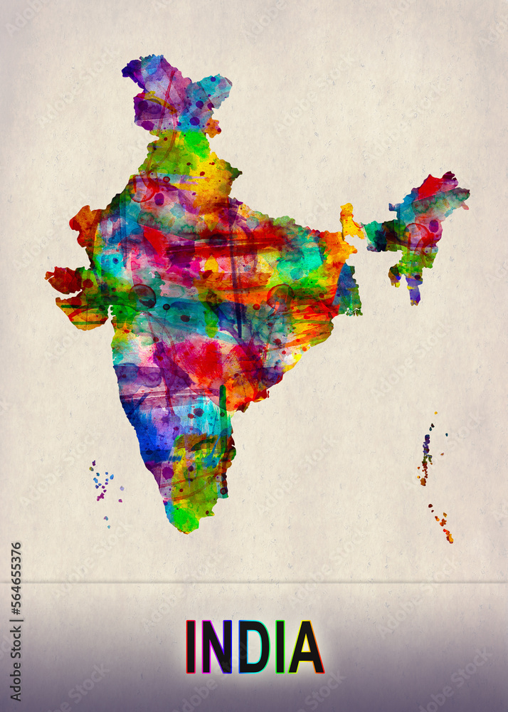 India Map in Watercolor Stock Illustration | Adobe Stock