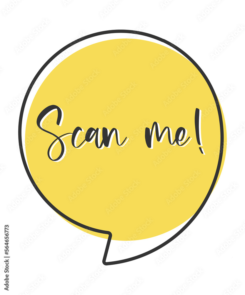 QR code scan me in speech bubble, scan me concept, icon. Stock ...