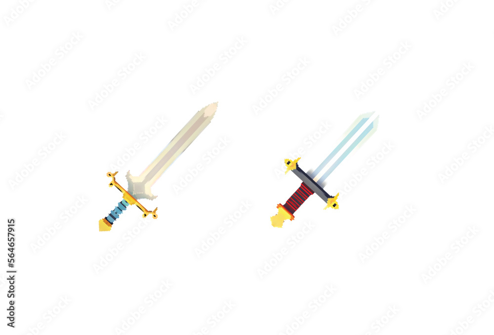 Pixel Swords Icon. Vector sword designs and transparent background ...