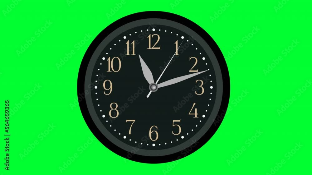 Wall Clock hanging on wall 2d cartoon animation 4k Green screen. Twin ...