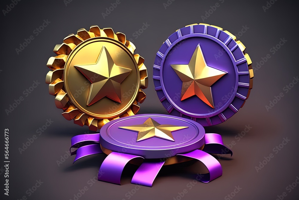 cartoon isolated rating icons of medals, trophies, and prizes spinning ...
