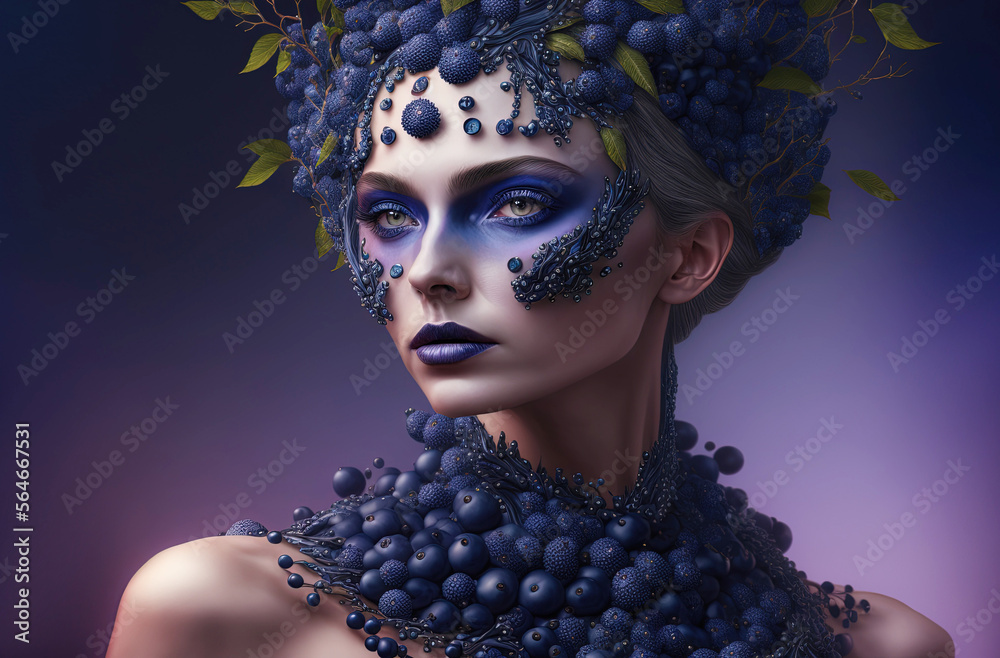 Blueberries and Blackberries Goddess. Generative AI, non-existent ...