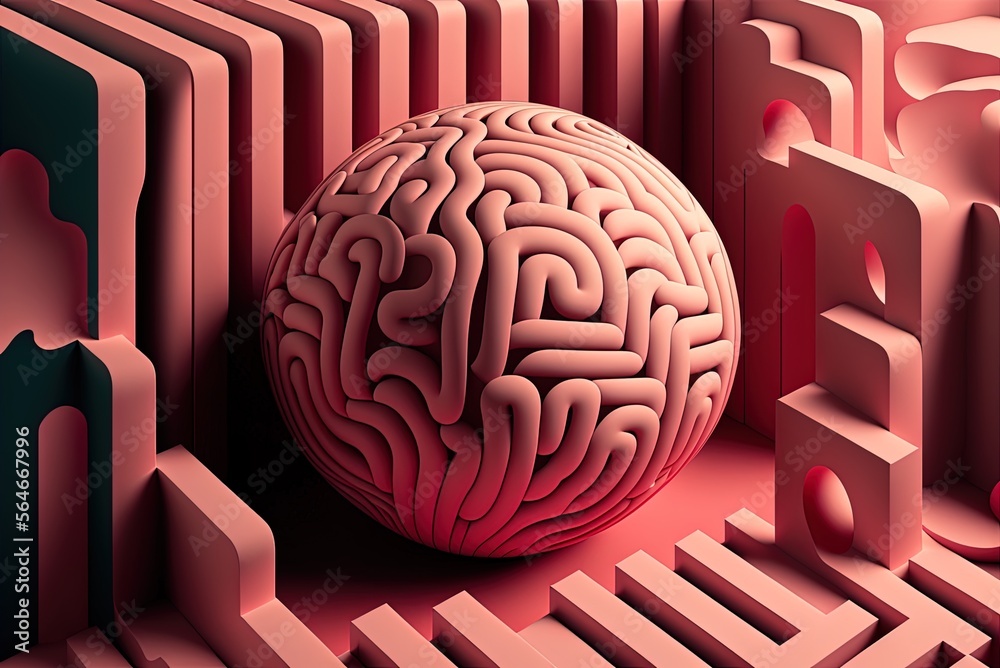 Illustration of a labyrinth in which a spherical rolls over the pink ...