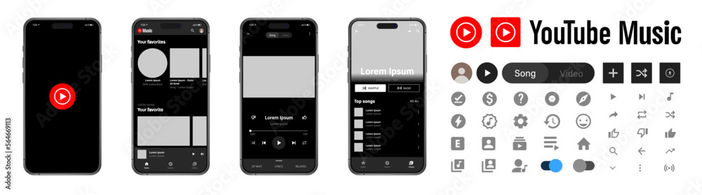 Music App Interface Template On Apple Iphone Mockup