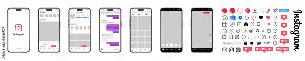 Instagram. Instagram mockup. Instagram mobile App interface template on ...