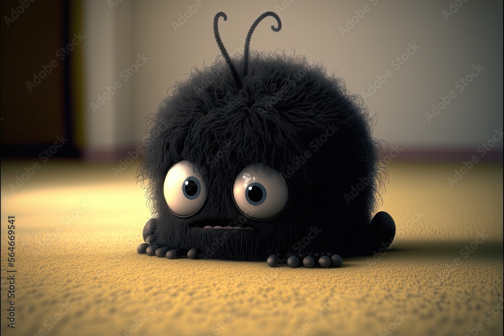 cartoon style tiny cute Baby-Monster black color crawling,generative ai ...