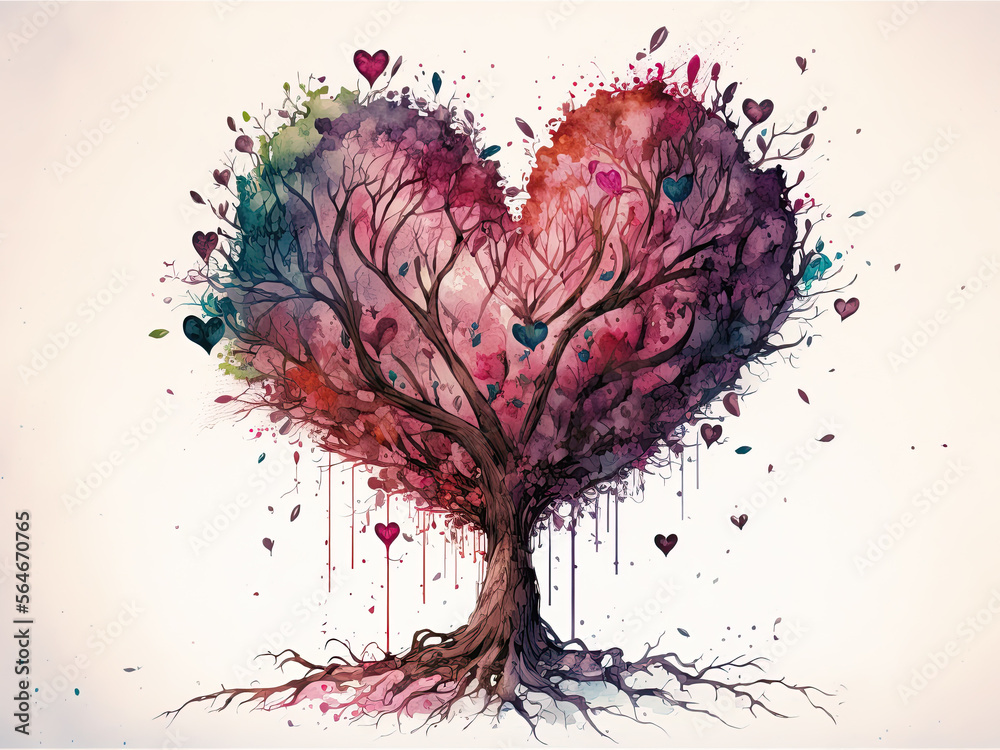 The Tree of love. Heart tree. generative ai. Symbol of love. Heart ...