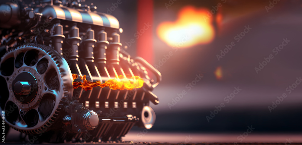 Car hybrid engine part powerful, internal combustion and electric ...