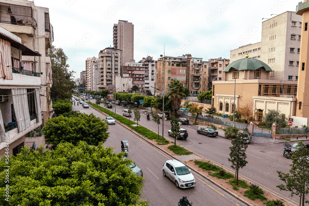 Beirut City Skyline. Modern and old buildings. The main streets of the ...