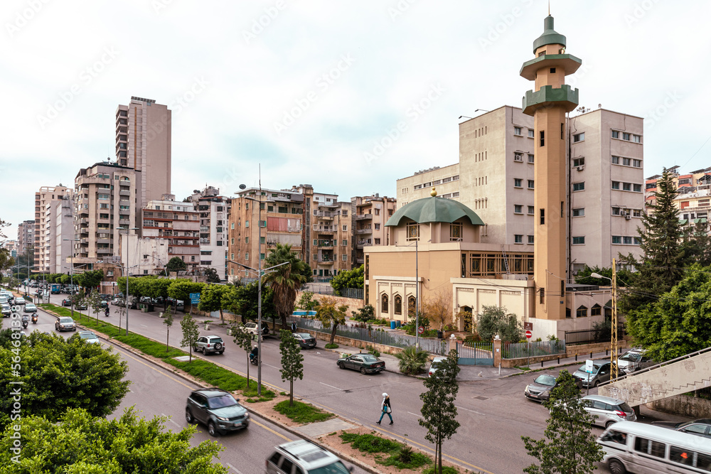 Beirut City Skyline. Modern and old buildings. The main streets of the ...
