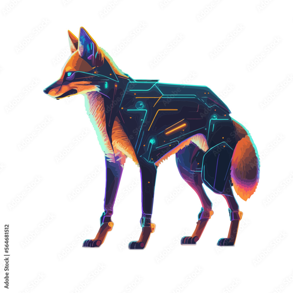 Neon Fox: Bright and Bold Vector Illustration Stock Vector | Adobe Stock