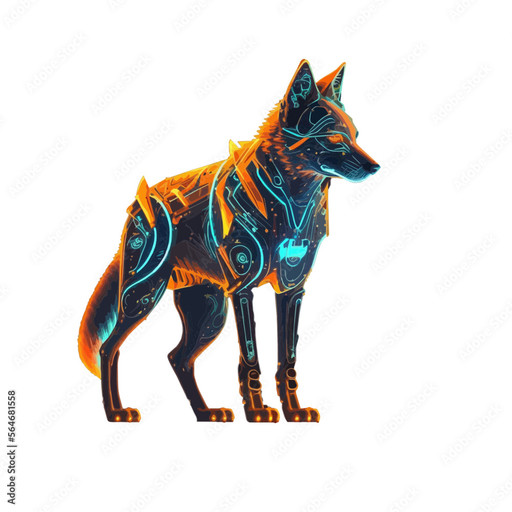 Neon Fox: Bright and Bold Vector Illustration Stock Vector | Adobe Stock