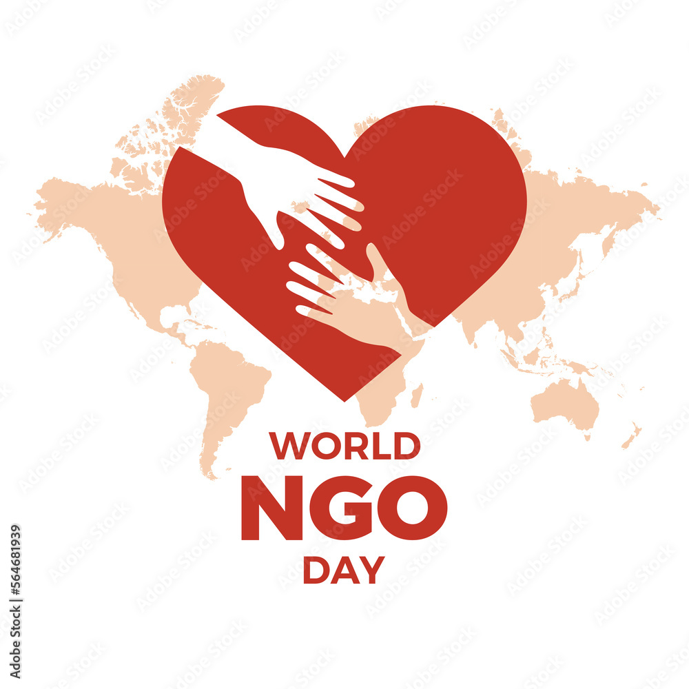 World NGO Day vector. Giving hands and heart shape icon vector ...