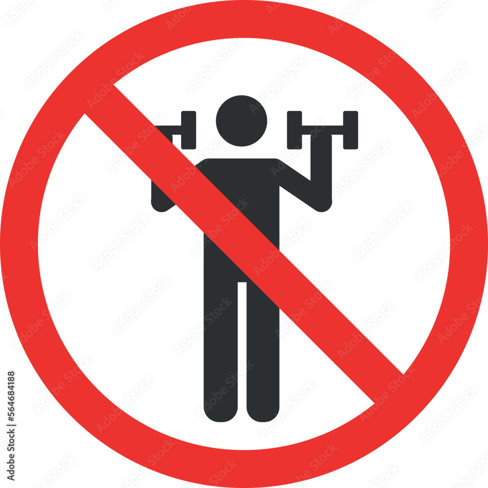 No Gym sign or No Dumbbell sign. Sports Signs and Symbols. Stock Vector ...