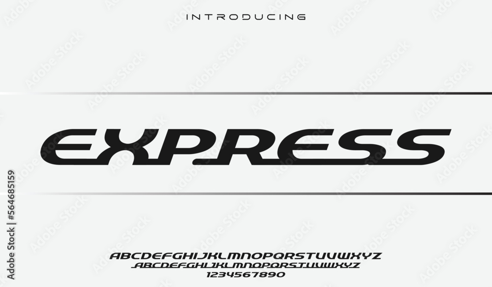 Express, an elegant alphabet font and number. Premium uppercase fashion ...