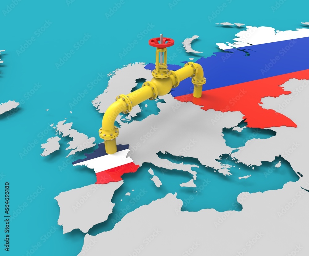 Russian gas pipe to France map illustration. The illustration shows the ...