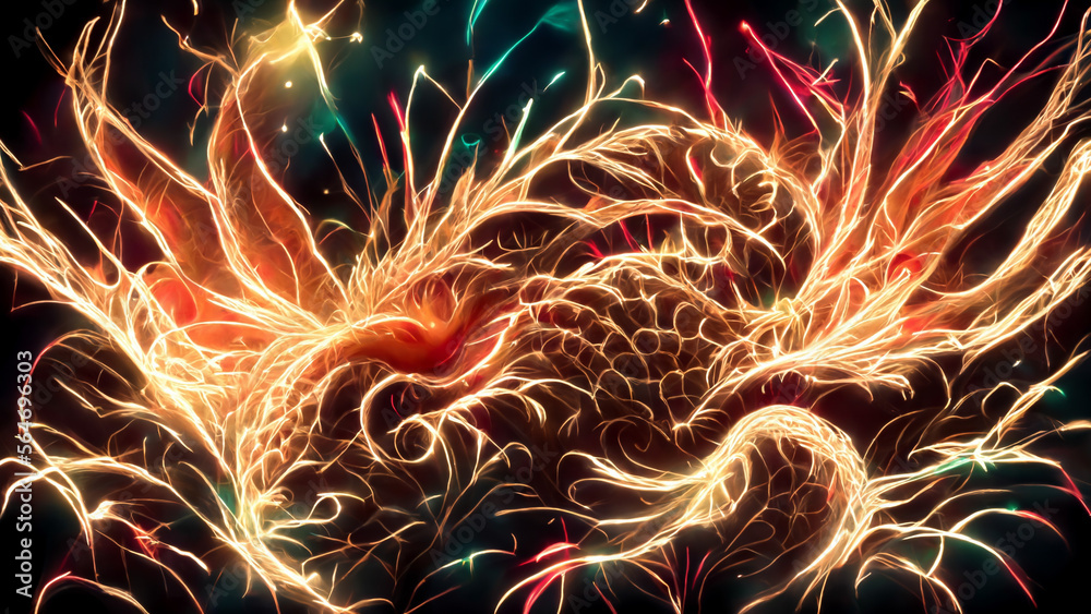 abstract light body lines dragon pattern illustration background ...