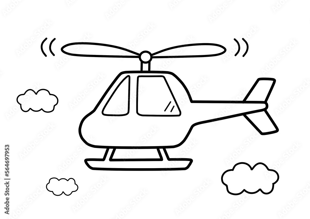 Helicopter coloring page for kids. Painting for kids. Children's ...
