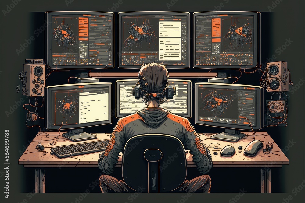 cartoon hacker wallpaper Stock Illustration | Adobe Stock