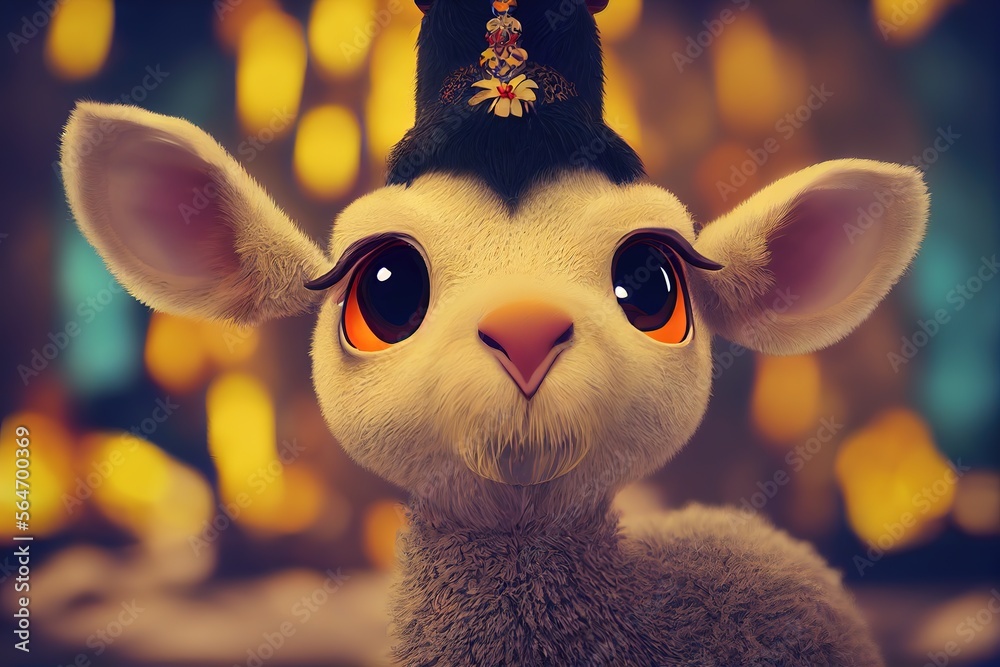 cartoon llama with decorations Stock Illustration | Adobe Stock