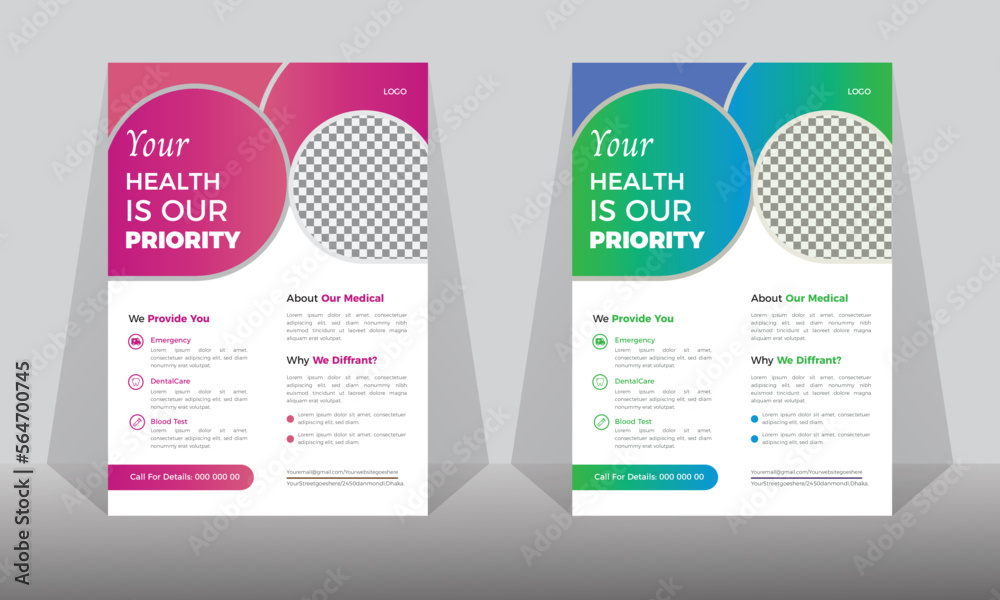 Medical Flyer design. layout background, vector template in A4 size ...