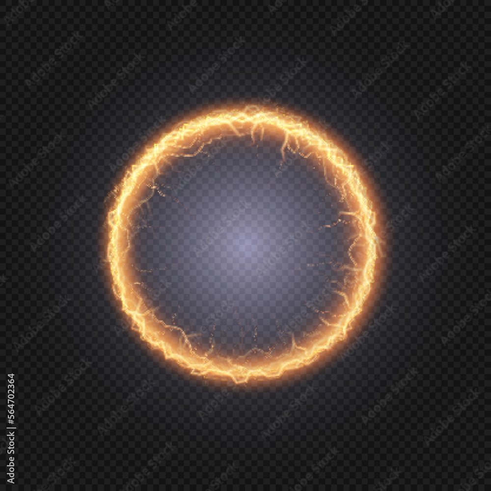 Bright ball lightning A strong electric charge of energy in one ring ...