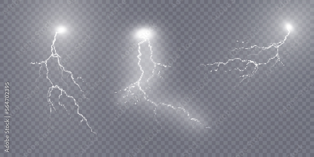 Realistic lightning. Light effect of electric discharge. Lightning for ...