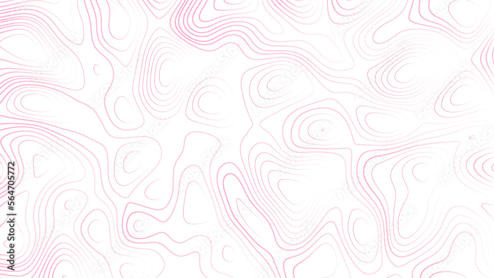 Abstract pink topographic map, vector background with height lines ...