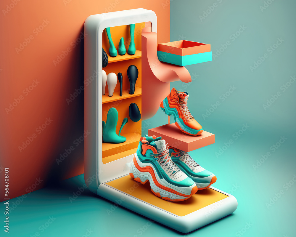 Online shopping concept. Realistic 3d illustration. Fashion on internet ...