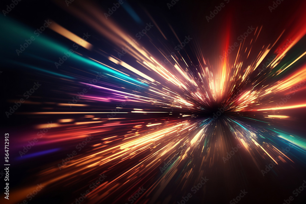 Motion of line speed and power or light trails. High-speed light with ...