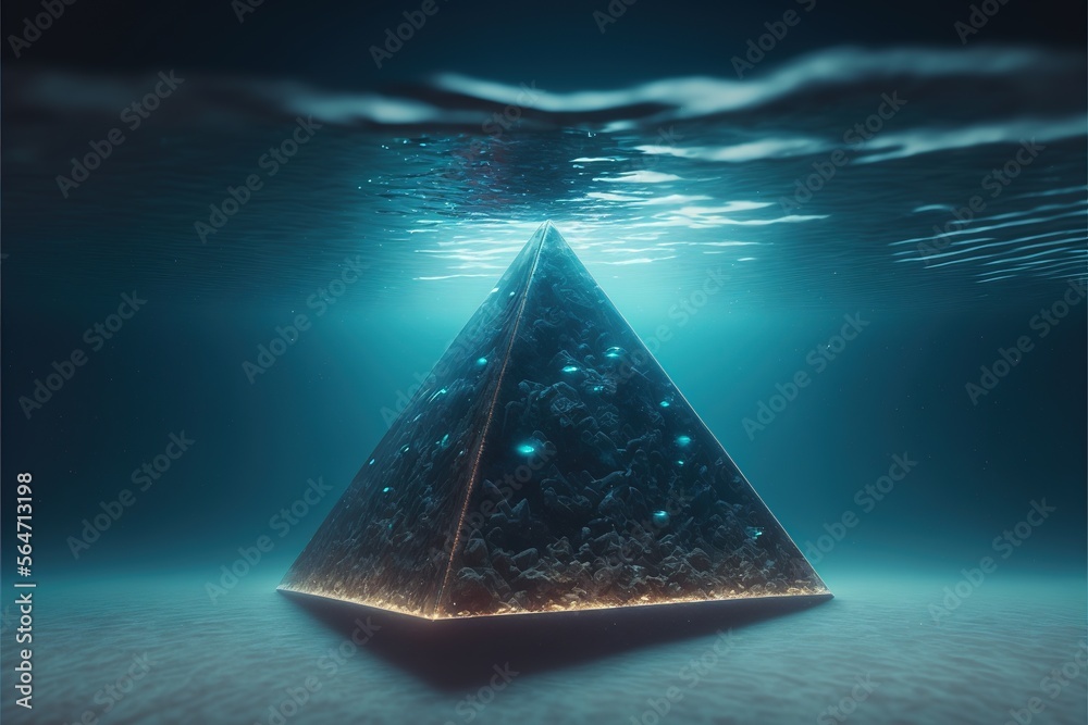 A mysterious translucent holographic pyramid floating in the middle of ...