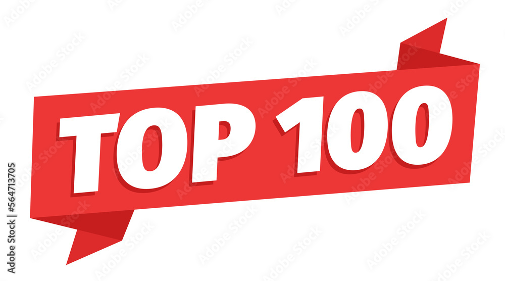 Vetor de Top 100. Best hundred. Word on red ribbon. Winner tape award ...